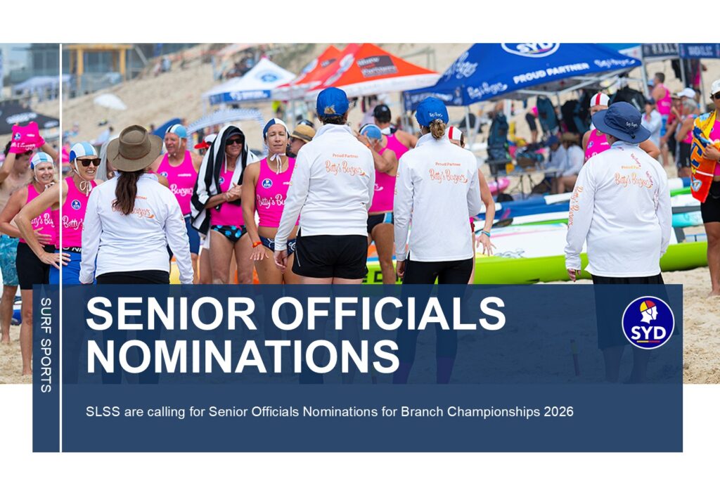 Senior Officials Nominations SLSS Branch Championships 2026 - SLS Sydney
